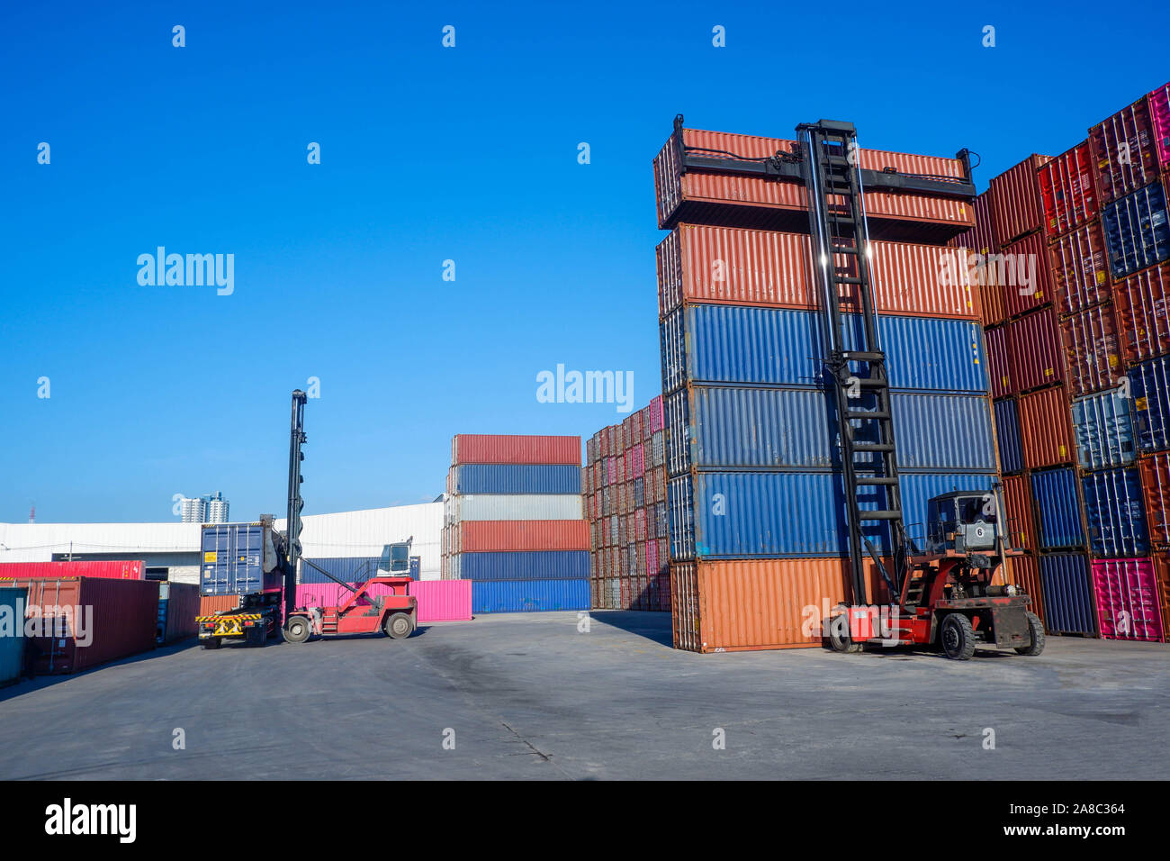 Container truck, container truck, container yard Stock Photo - Alamy