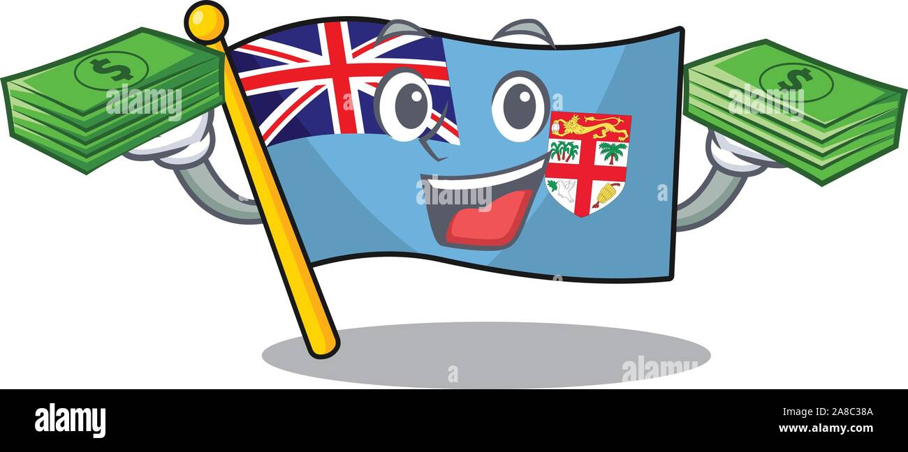 illustration holding money flag fiji with character cute Stock Vector ...