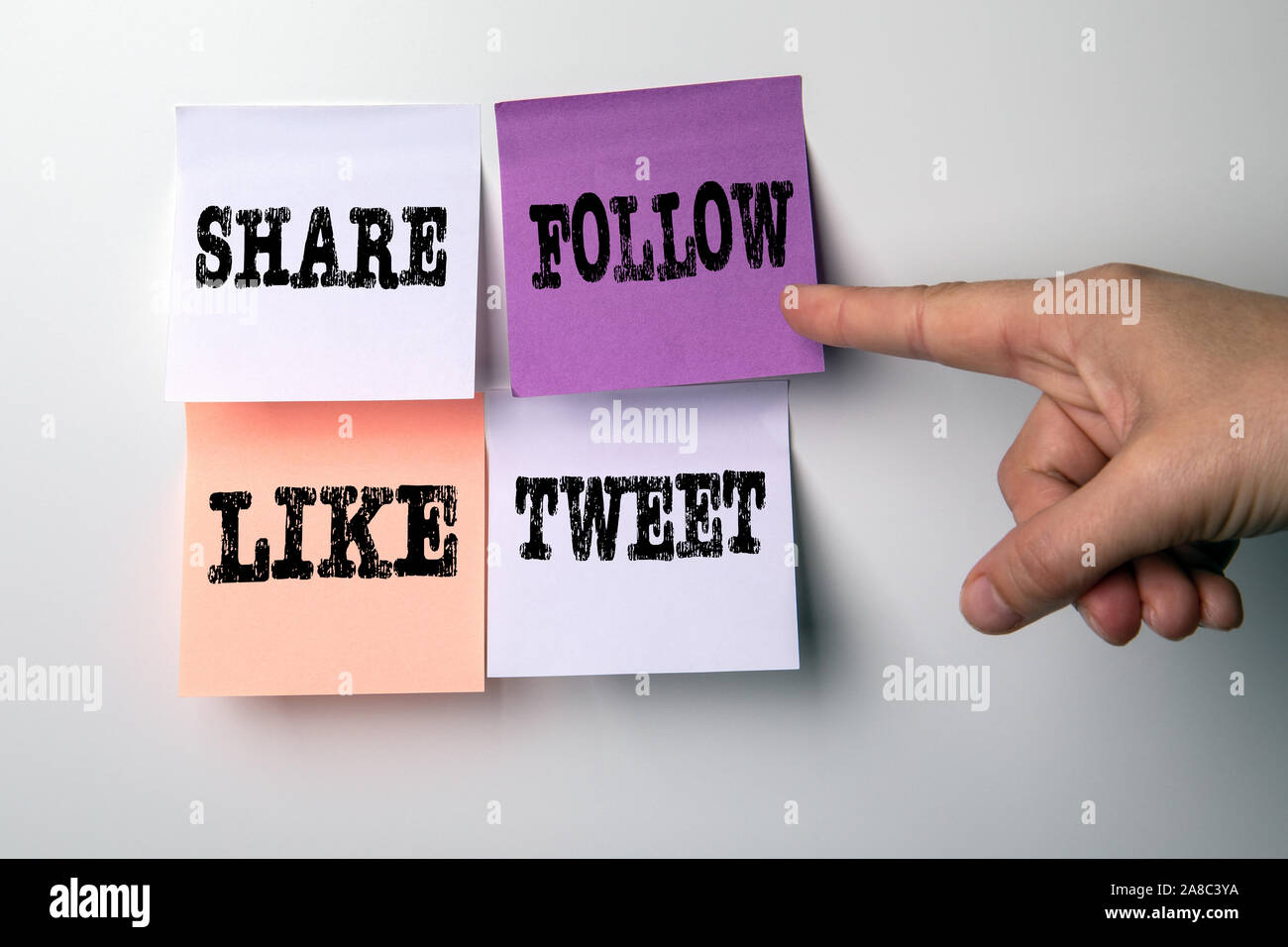 Social media and marketing. Share, like, tweet and follow concept ...