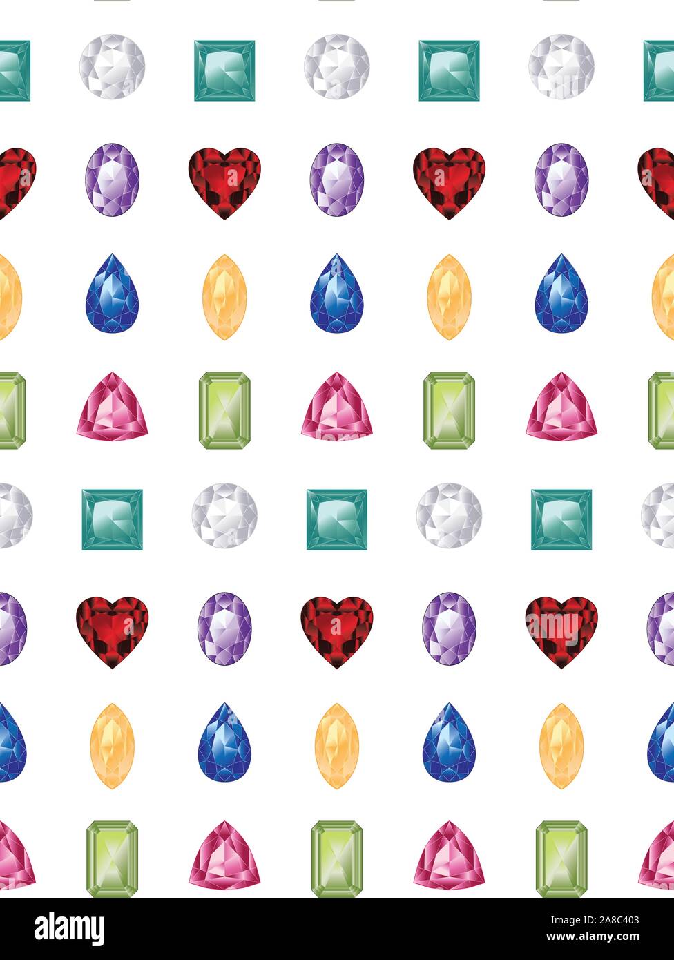 Precious different colors and shapes gemstones, crystals, diamonds ...