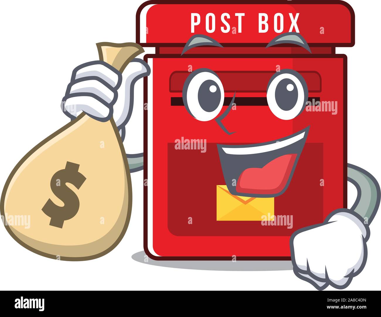 holding money bag happy mailbox in with cartoon cute Stock Vector Image ...