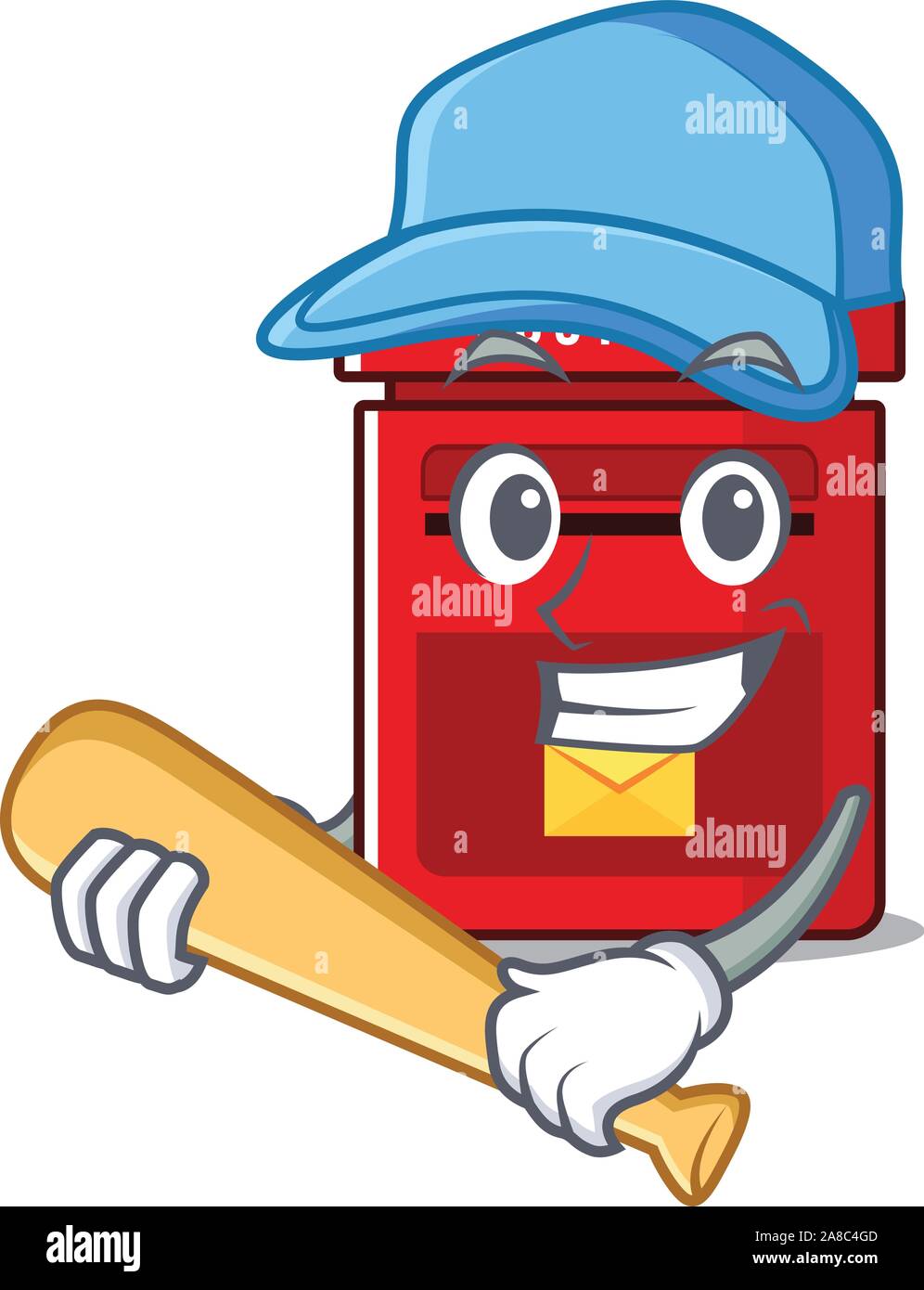 playing baseball happy mailbox in with cartoon cute Stock Vector Image ...