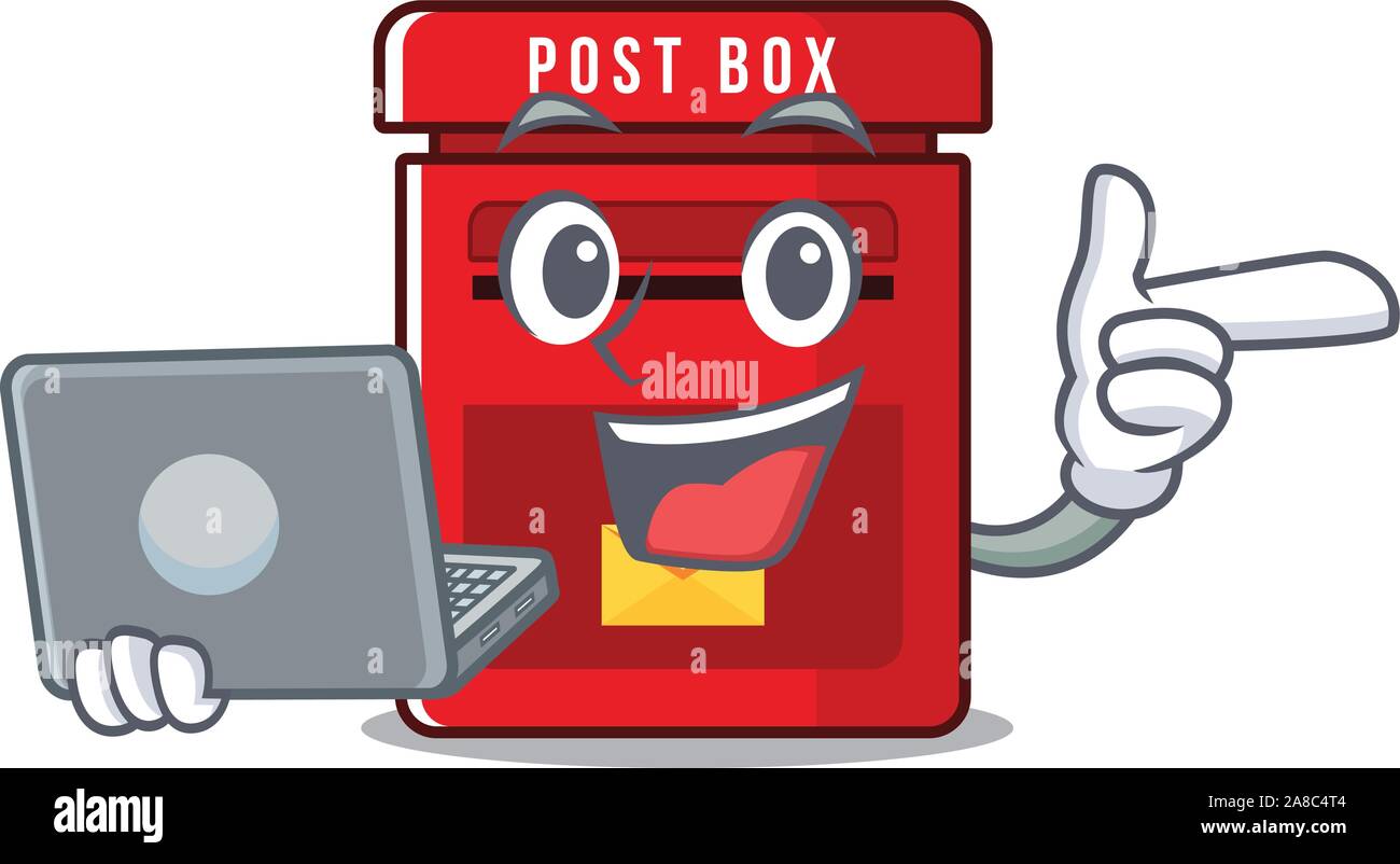 with bring laptop happy mailbox in with cartoon cute Stock Vector Image ...