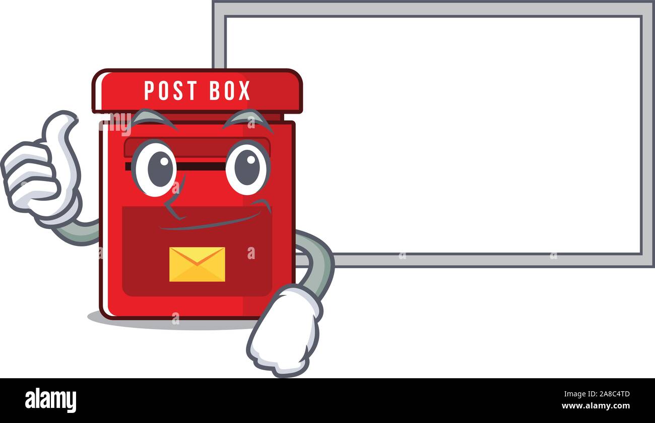 thumbs up with board happy mailbox in with cartoon cute Stock Vector ...