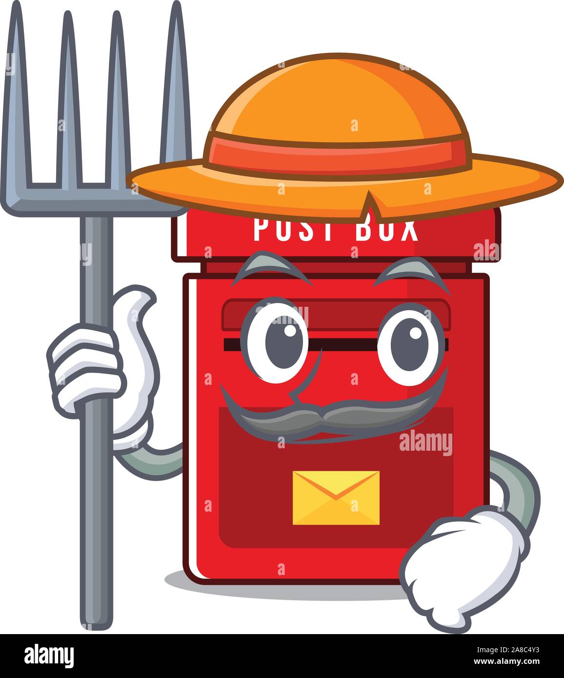 farmer happy mailbox in with cartoon cute Stock Vector Image & Art - Alamy