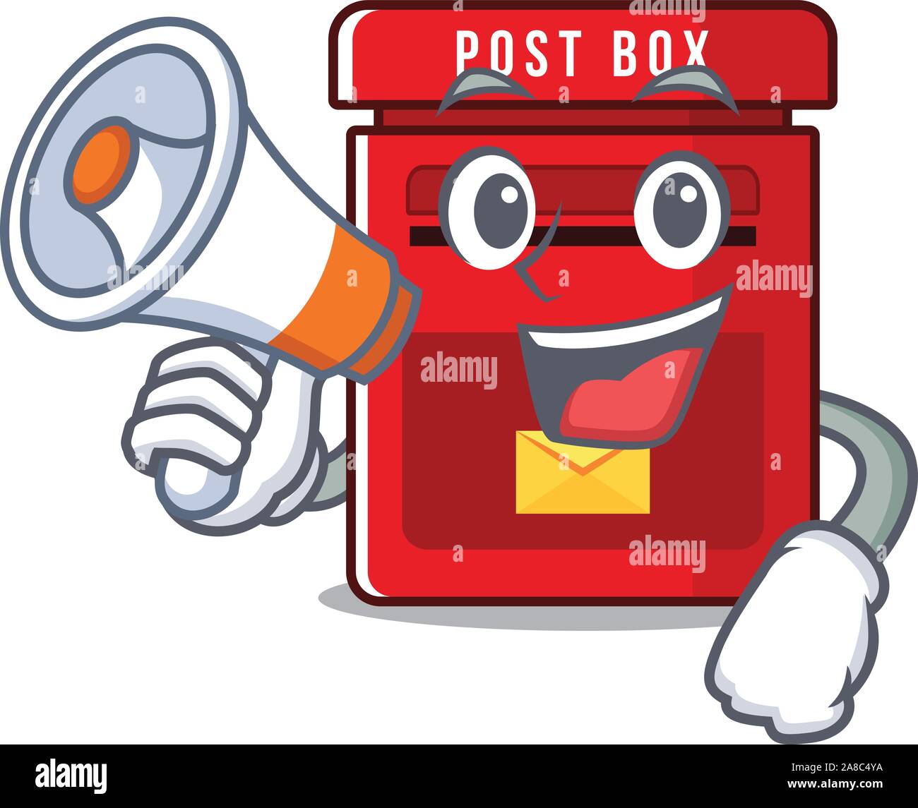 with holding megaphone happy mailbox in with cartoon cute Stock Vector ...