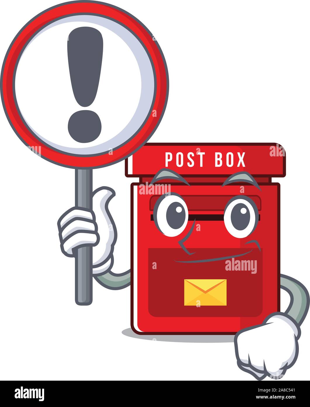 with sign warning happy mailbox in with cartoon cute Stock Vector Image ...