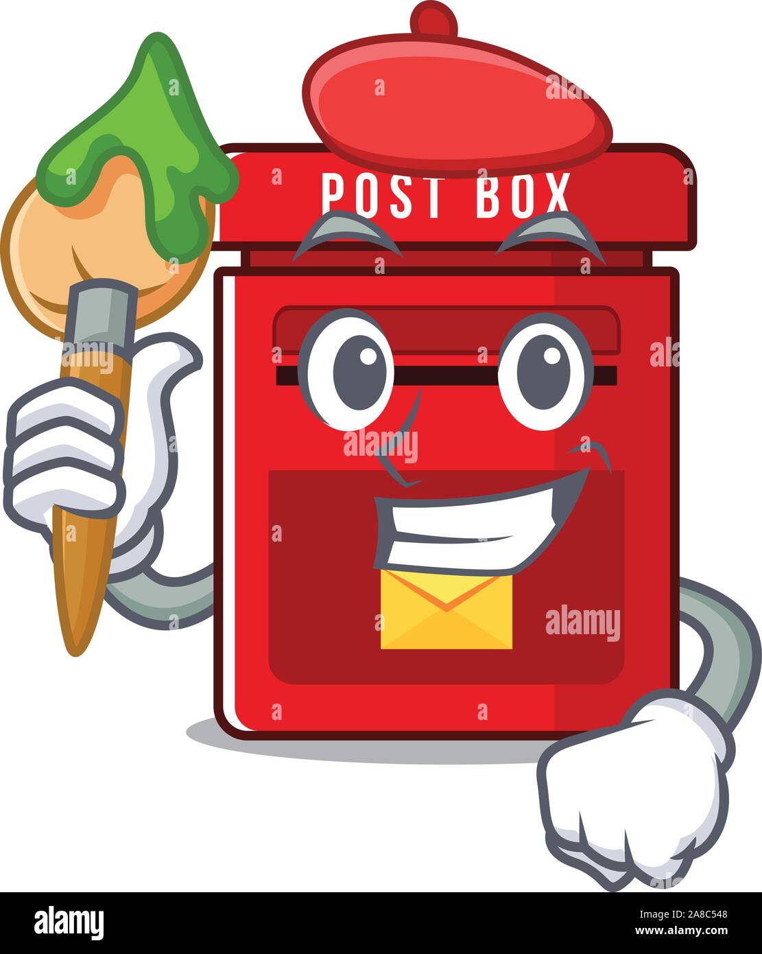 painter happy mailbox in with cartoon cute Stock Vector Image & Art - Alamy