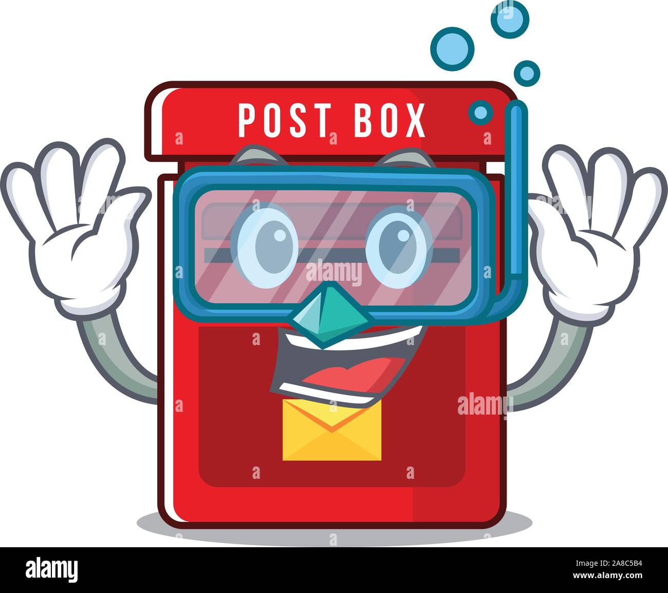 mailbox clings diving to cute cartoon wall Stock Vector Image & Art - Alamy