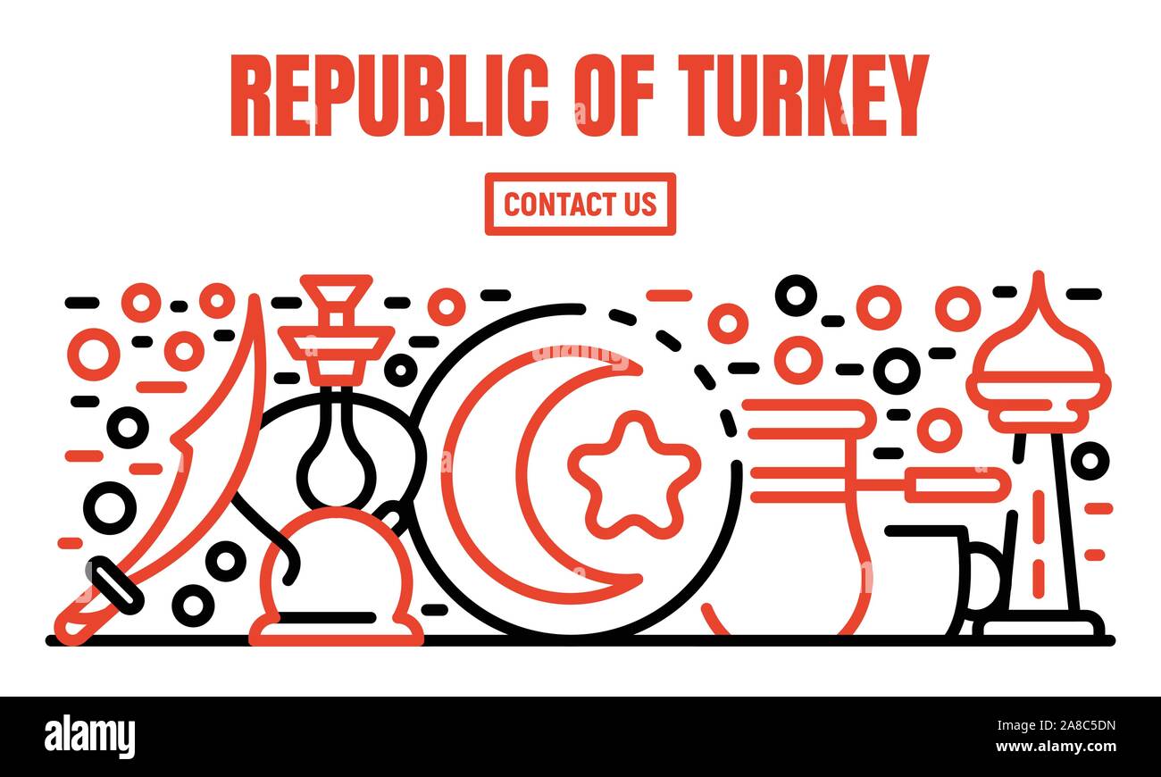 Republic of Turkey banner, outline style Stock Vector Image & Art - Alamy