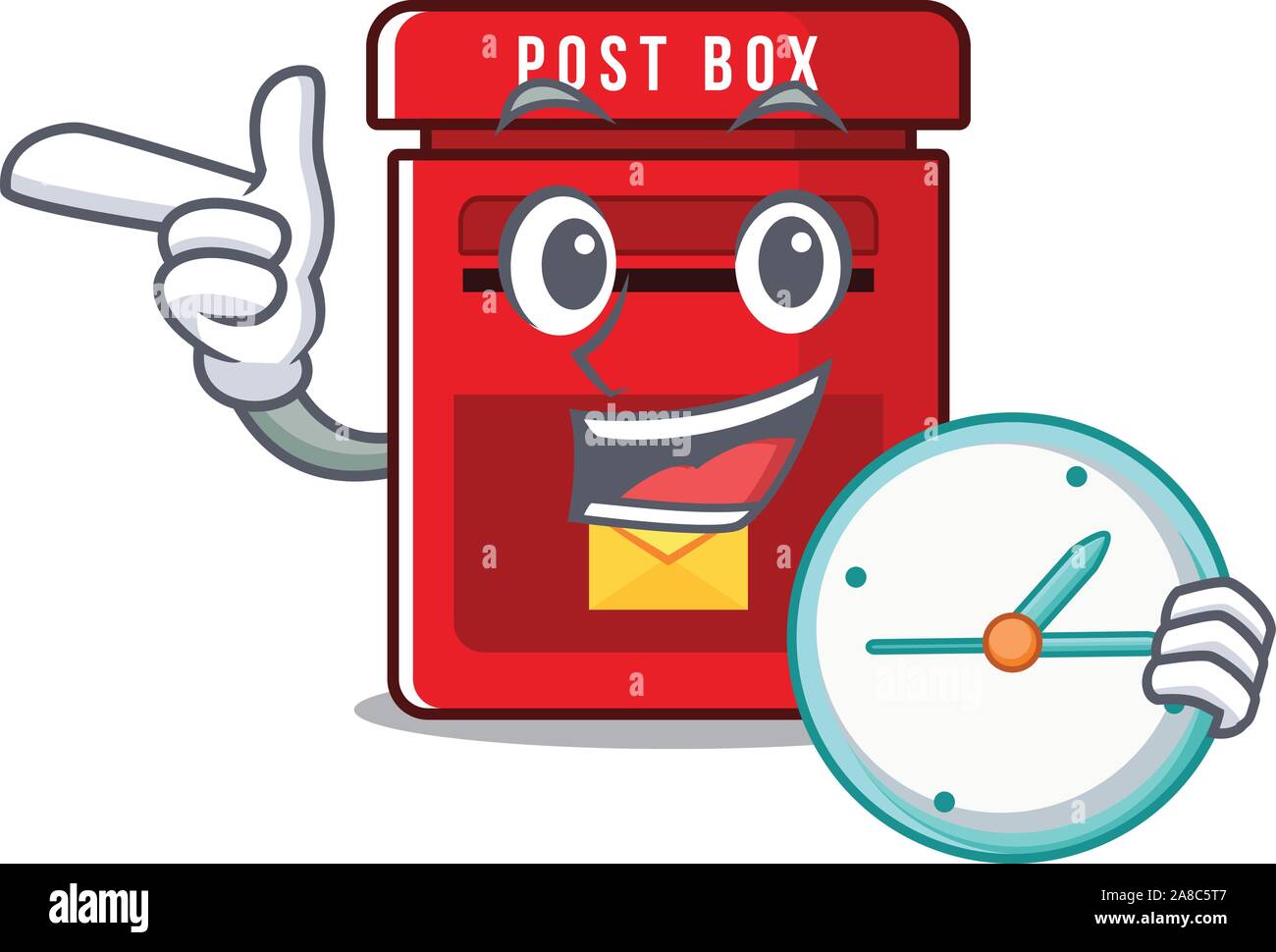 mailbox clings with bring clock to cute cartoon wall Stock Vector Image ...