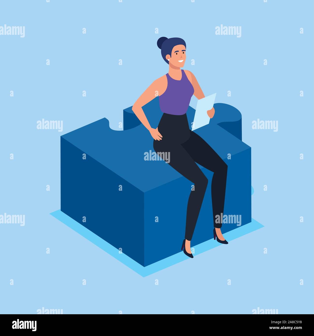 Cheerful business lady sitting Stock Vector Images - Alamy