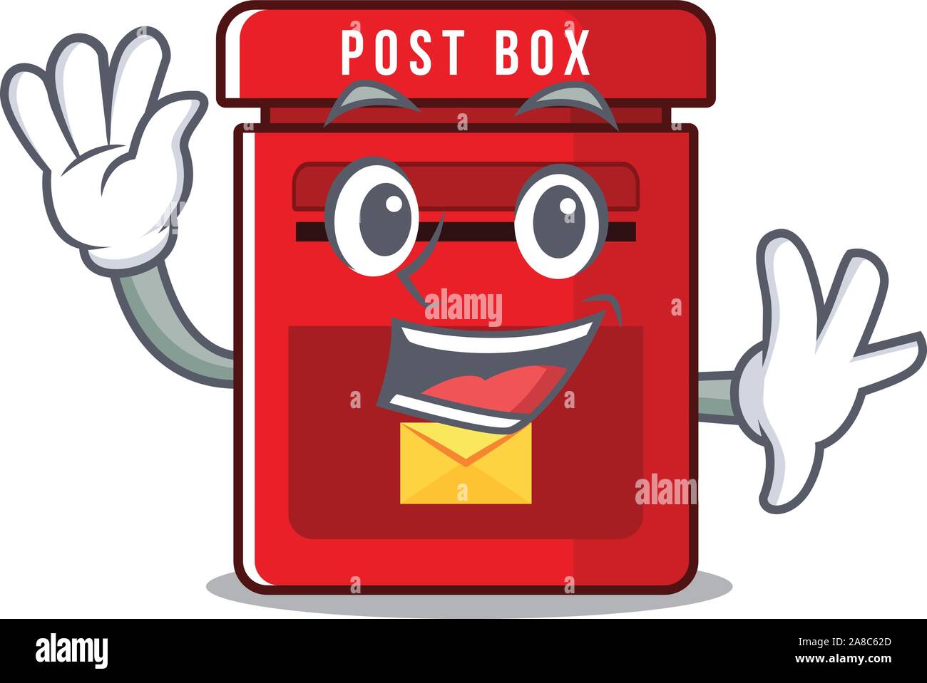 mailbox clings waving to cute cartoon wall Stock Vector Image & Art - Alamy