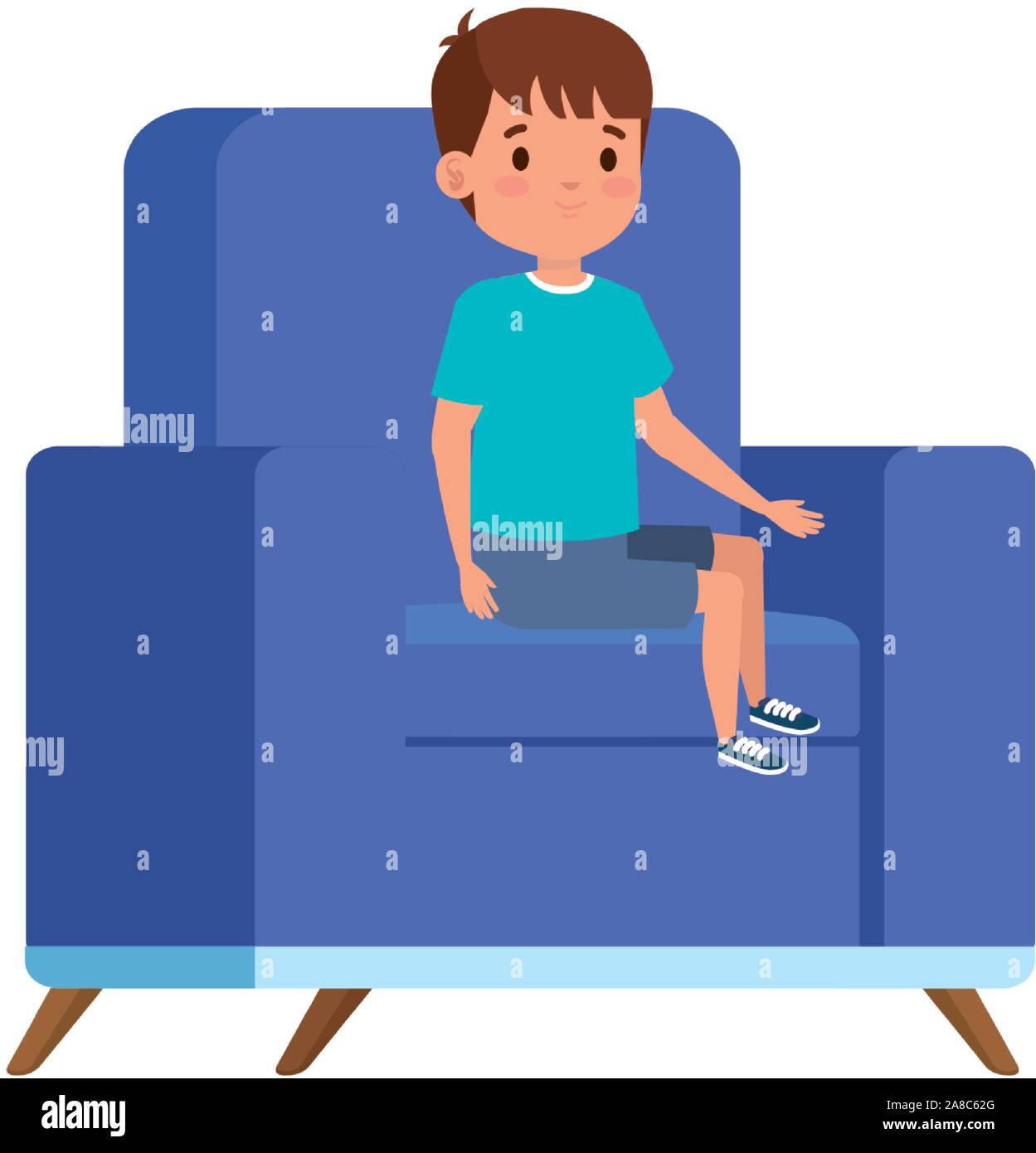 cute little boy sitting in sofa Stock Vector Image & Art - Alamy