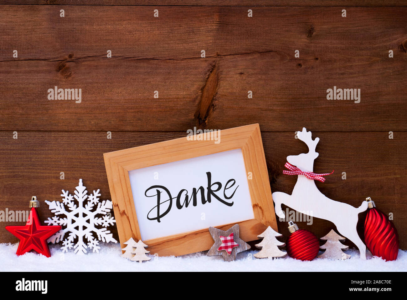 Tree, Snowflake, Snow, Ball, Danke Means Thank You Stock Photo - Alamy