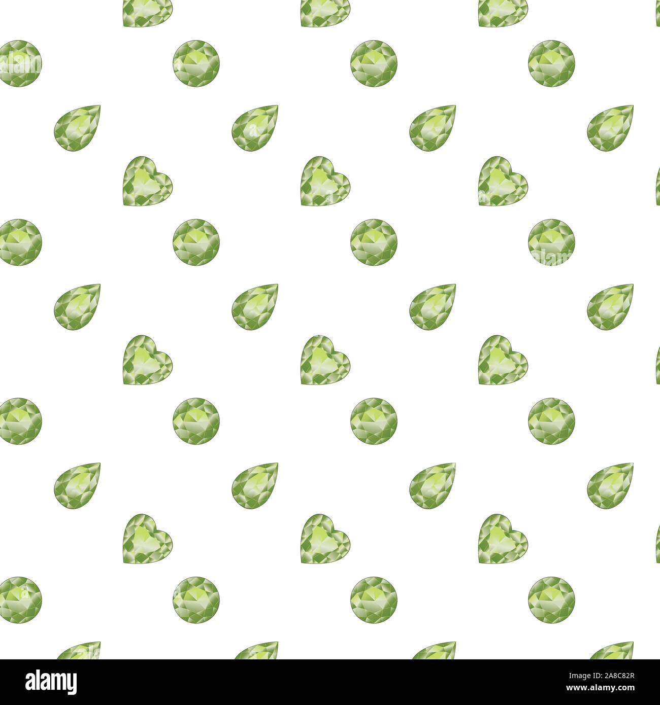 Precious gemstones, crystals of green color in different shapes ...