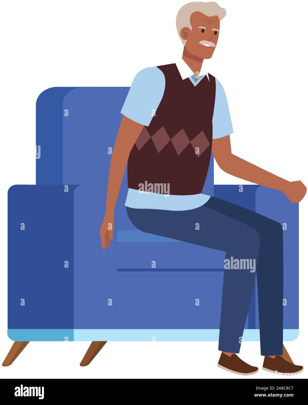 Senior man sitting couch Cut Out Stock Images & Pictures - Alamy