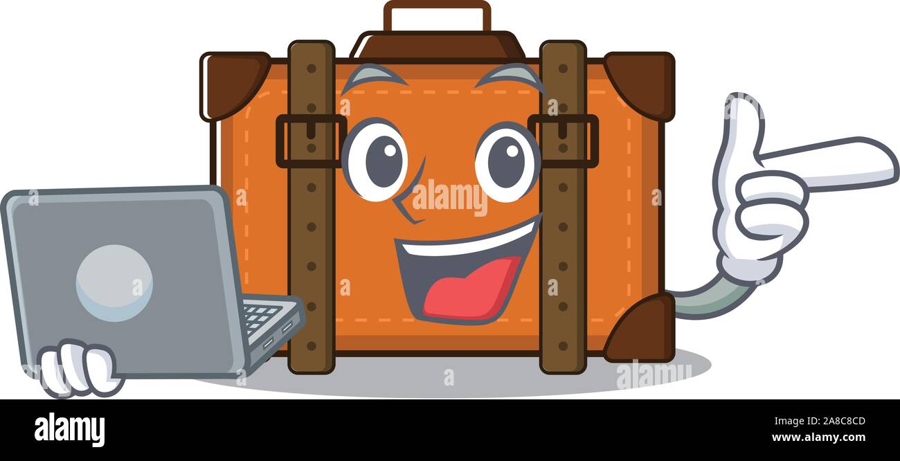 with bring laptop cute suitcase with the cartoon shape Stock Vector ...