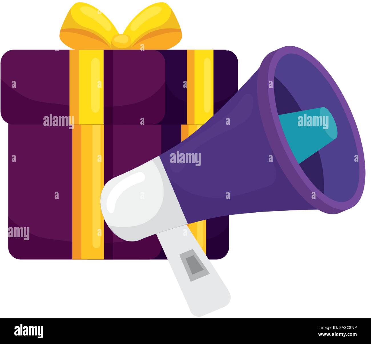 megaphone with gift box isolated icon Stock Vector Image & Art - Alamy