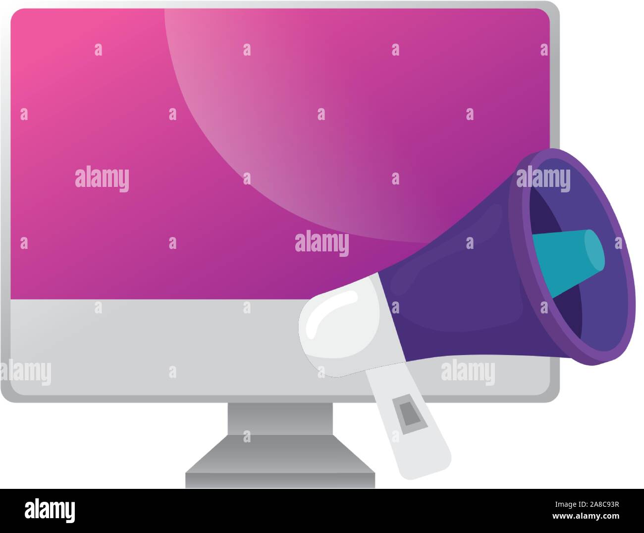computer with megaphone isolated icon Stock Vector Image & Art - Alamy