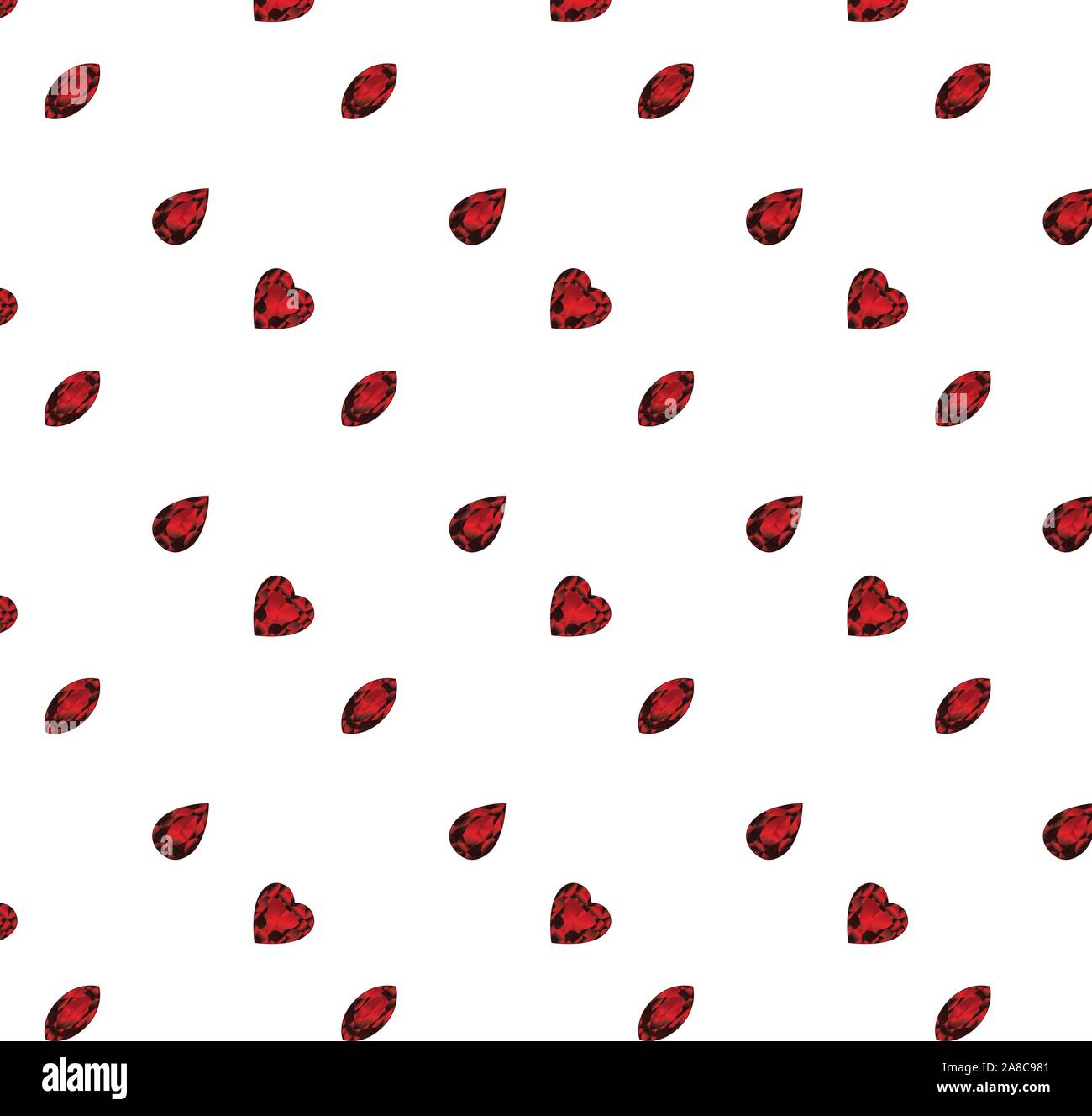 Precious gemstones, crystals of red color in different shapes ...