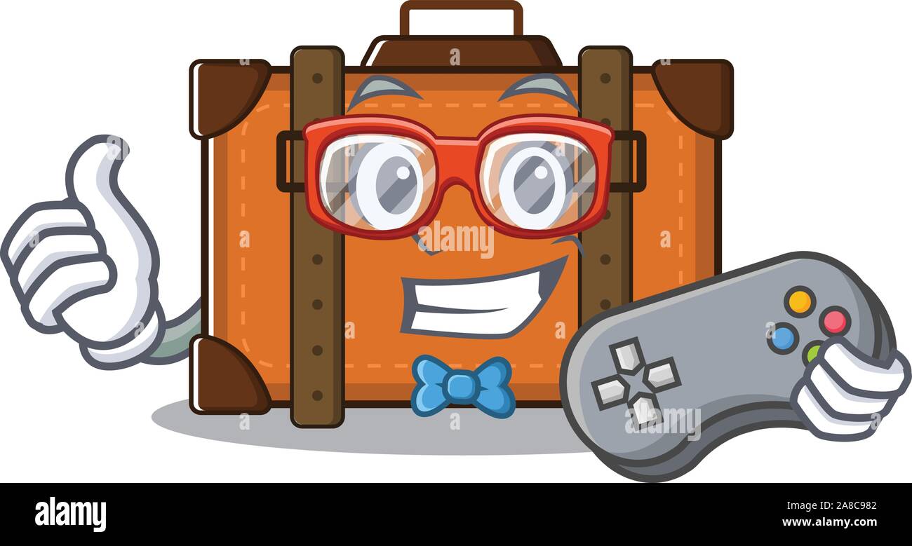 suitcase happy holding gamer on a with character Stock Vector Image ...