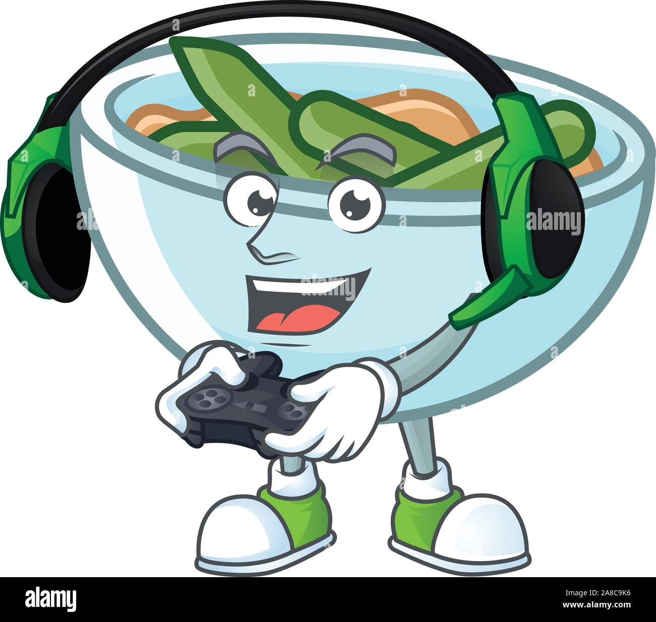 Green beans casserole in bowl bring gaming mascot Stock Vector Image ...