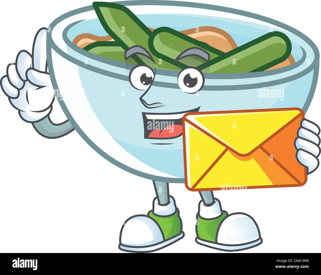 Cartoon green beans casserole in bring envelope character Stock Vector ...