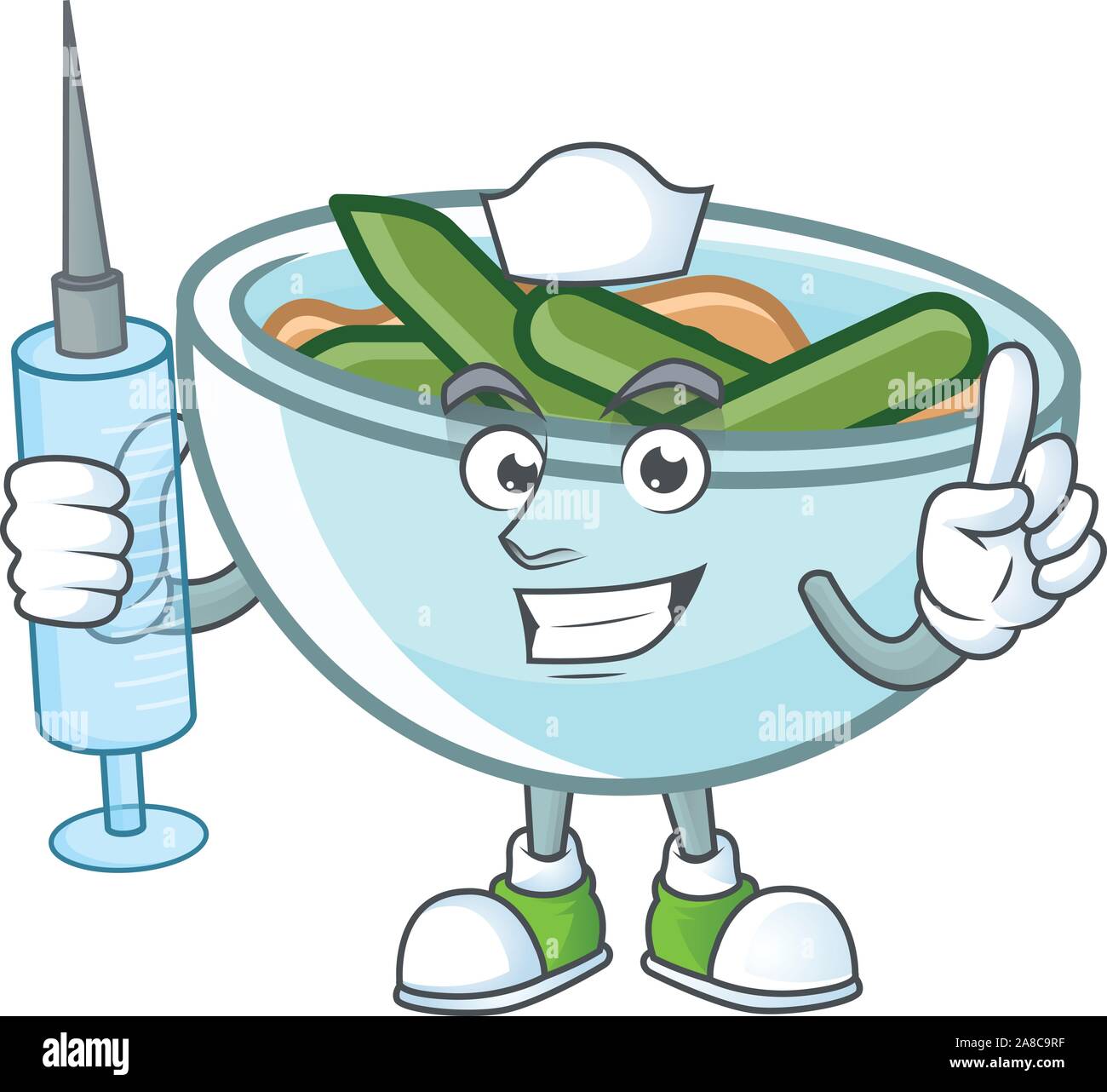 Cartoon green beans casserole in nurse character Stock Vector Image ...