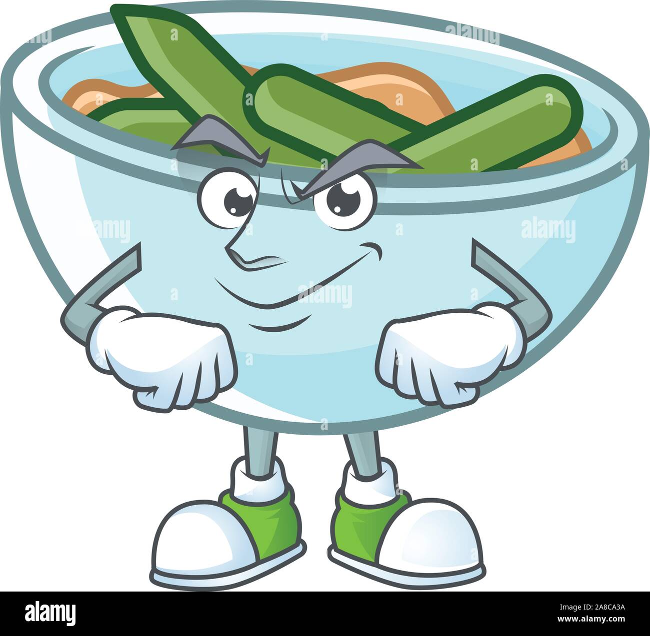 Cartoon green beans casserole in smirking character Stock Vector Image ...