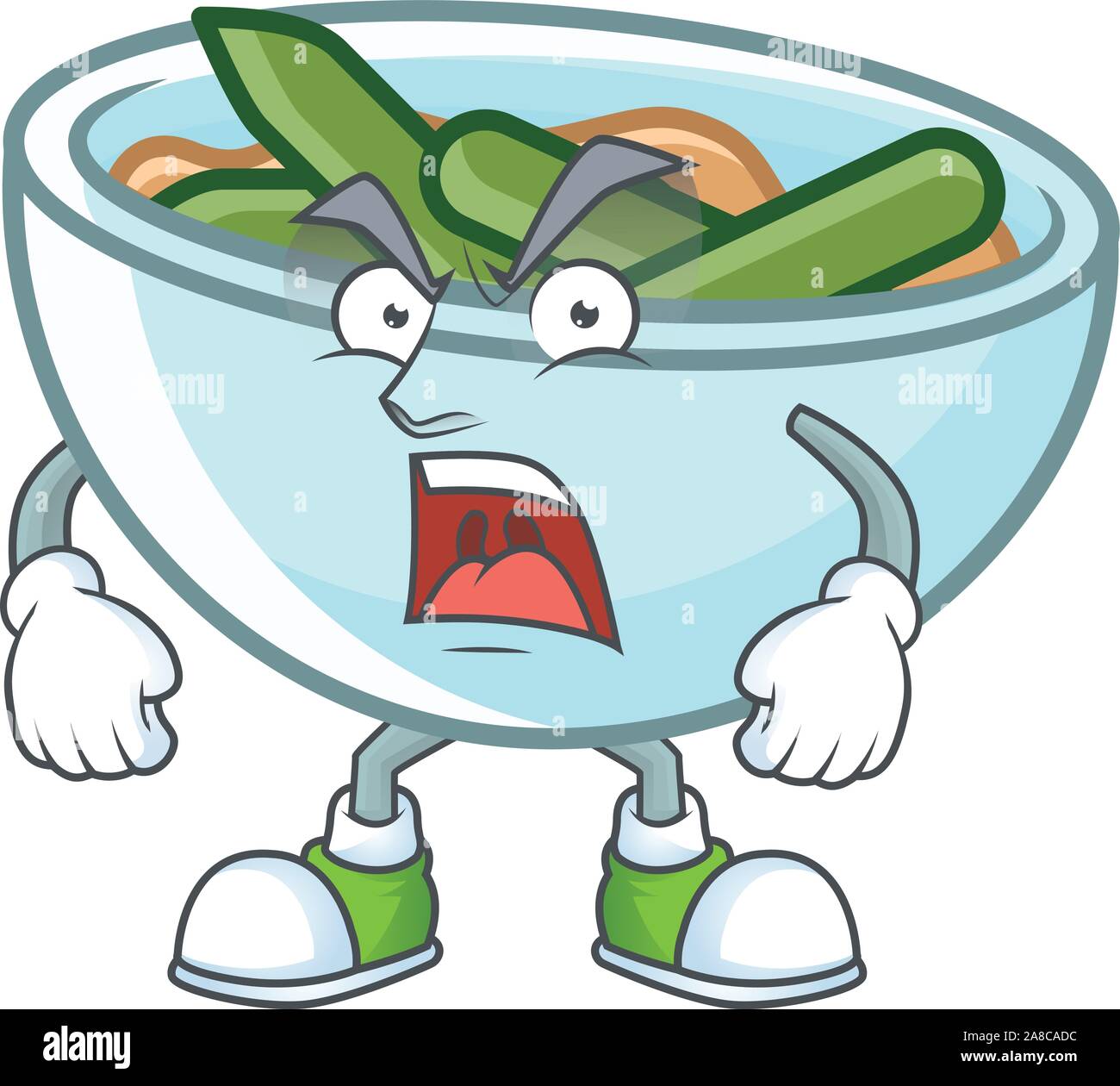 Green beans casserole on white background with angry mascot Stock ...