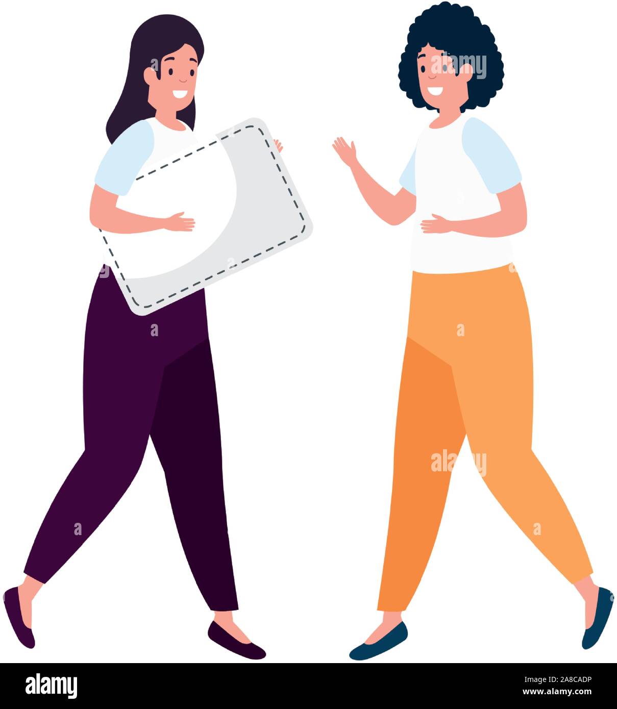 beautiful women with labels isolated icon Stock Vector Image & Art - Alamy