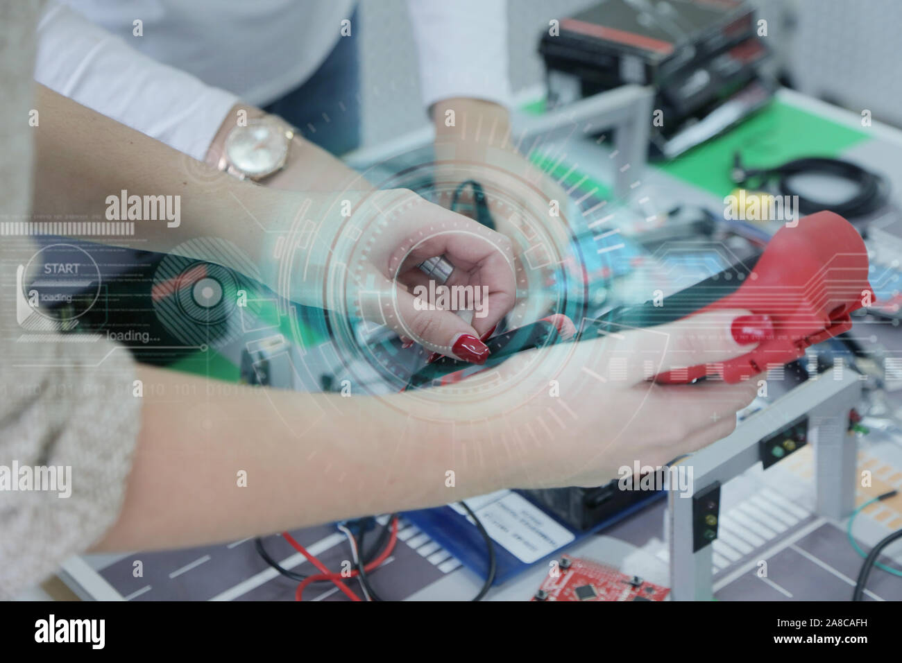Two young students in technical vocational training, the lesson in ...