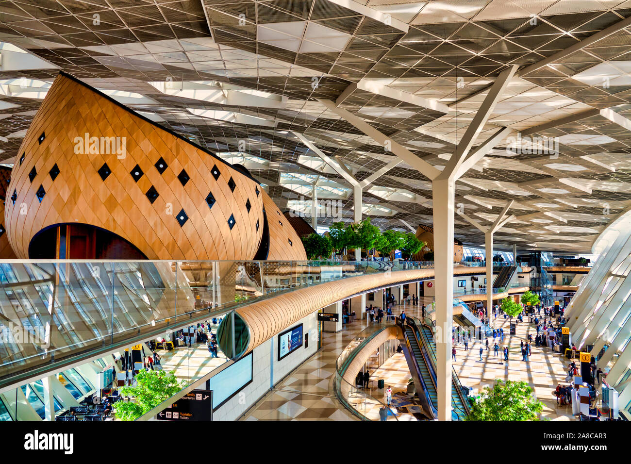 Interior of the Heydar Aliyev International Airport, Baku, Azerbaijan ...