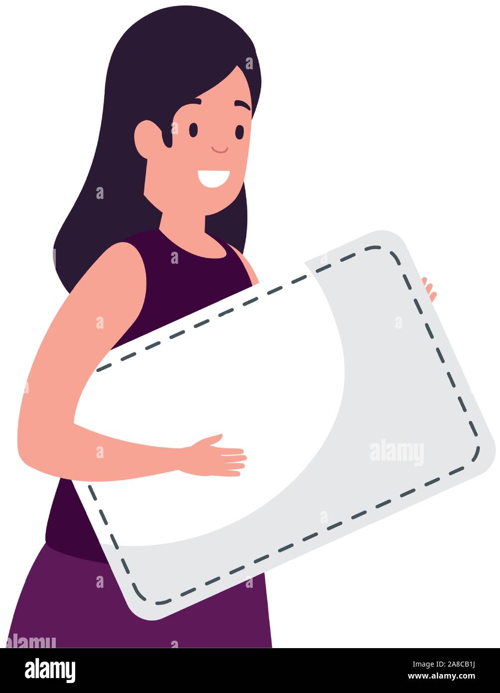 beautiful woman with label isolated icon Stock Vector Image & Art - Alamy