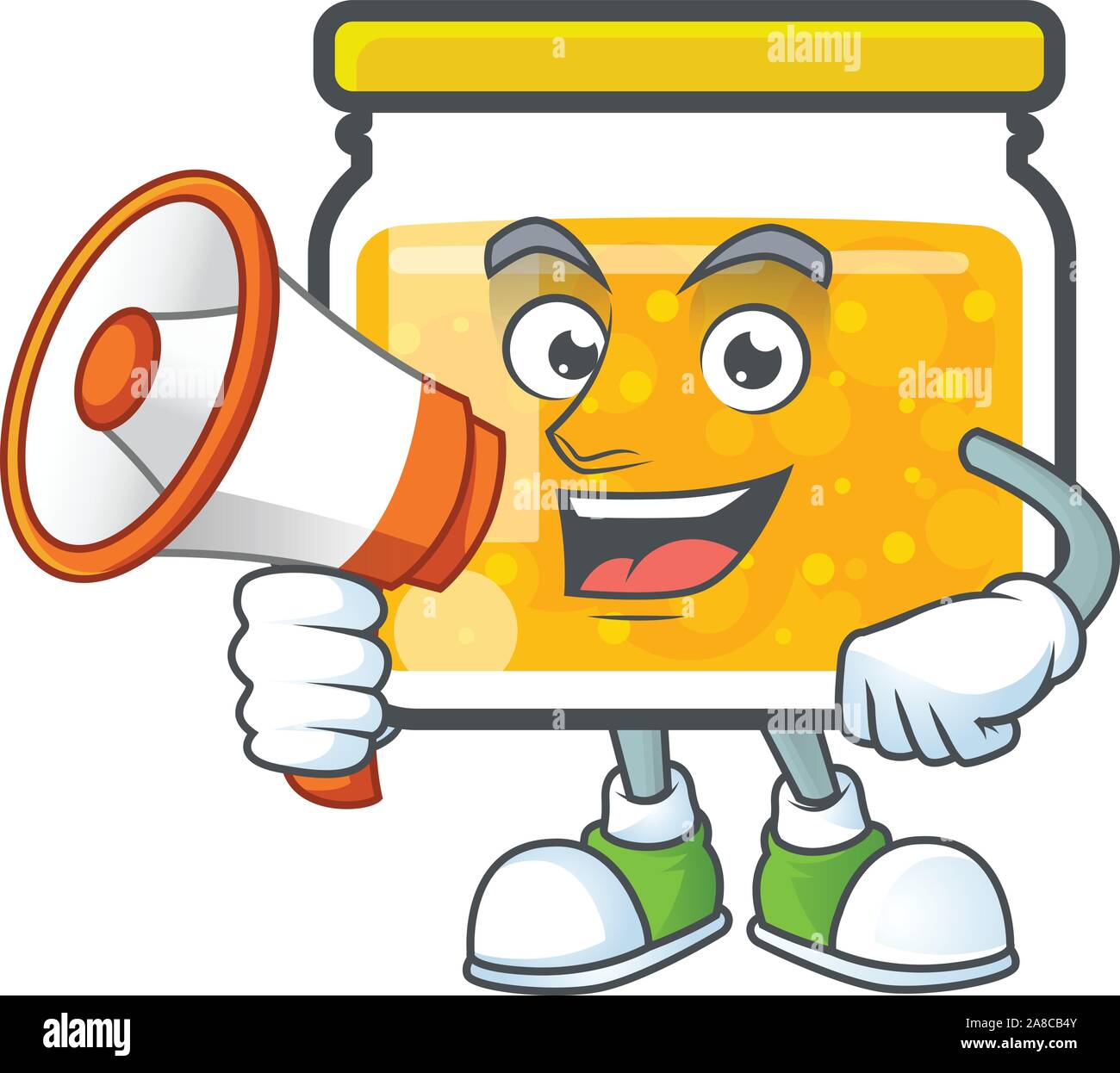 Sweet jam cartoon character with mascot with holding megaphone Stock ...