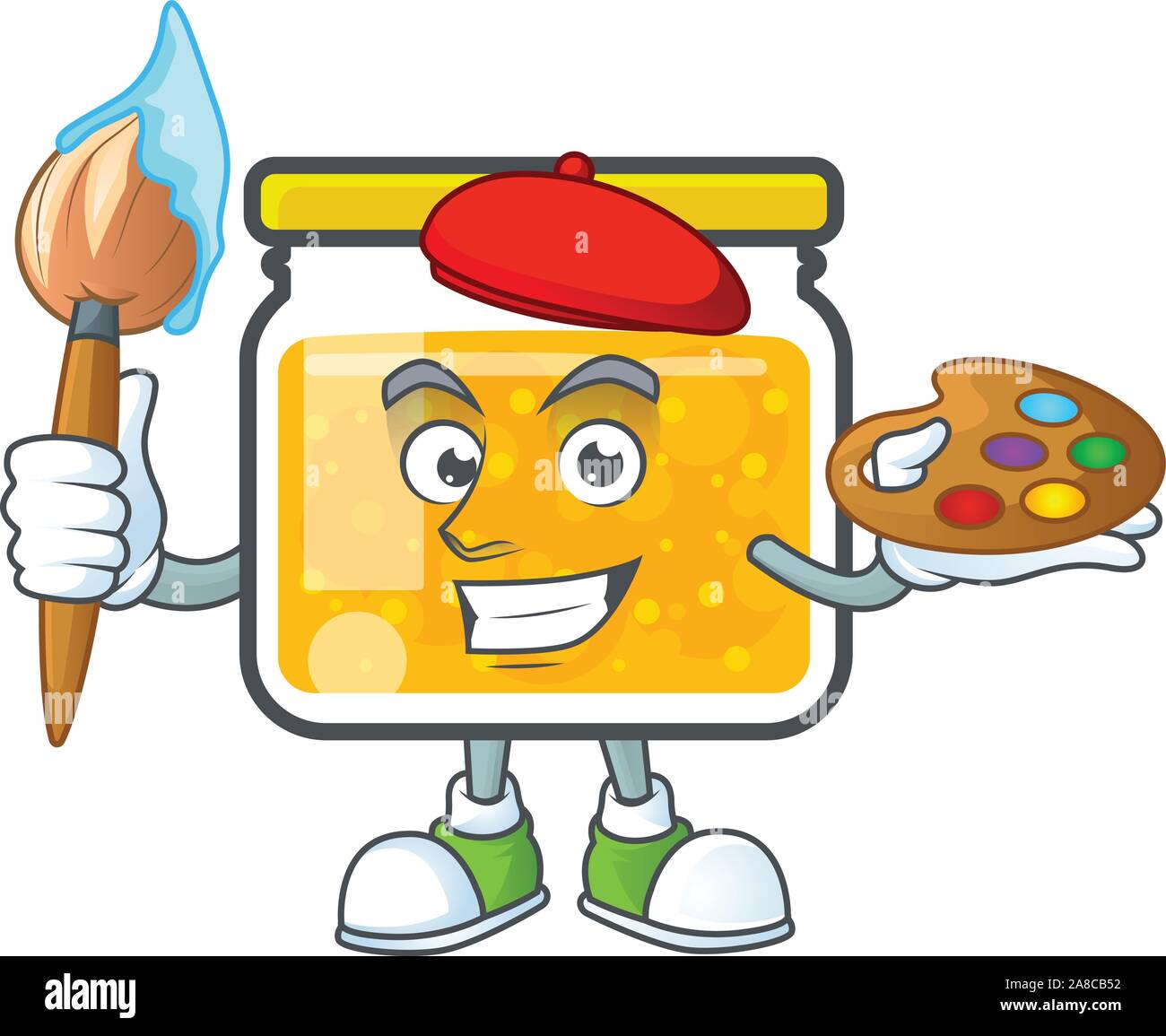 Sweet jam cartoon character with mascot painter Stock Vector Image ...
