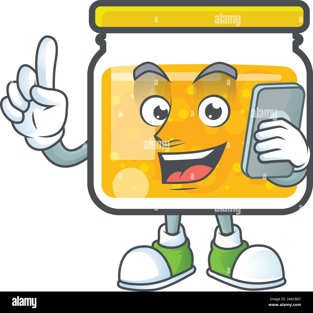 Sweet jam cartoon character with mascot with holding phone Stock Vector ...