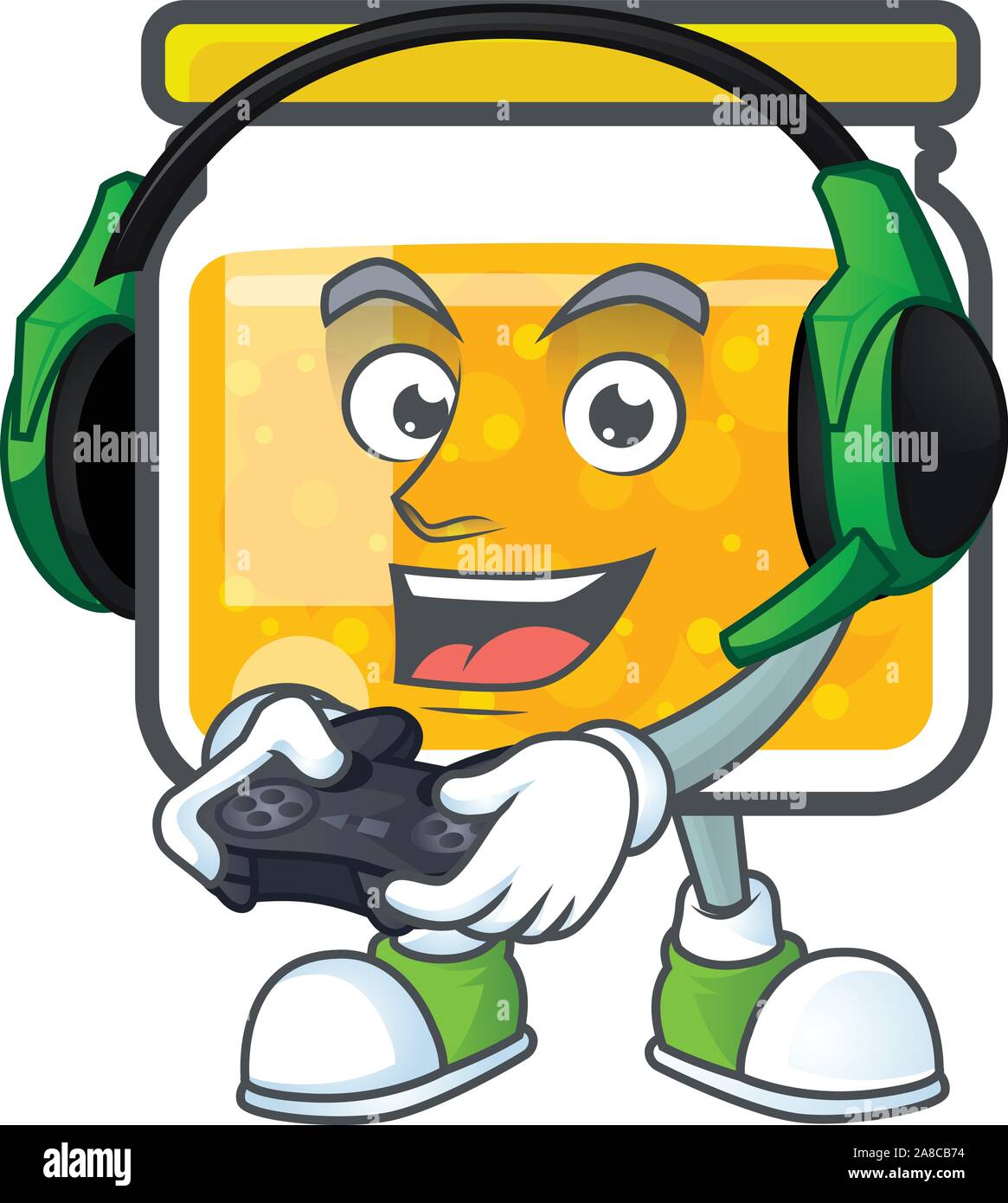 Sweet jam cartoon character with mascot bring gaming Stock Vector Image ...