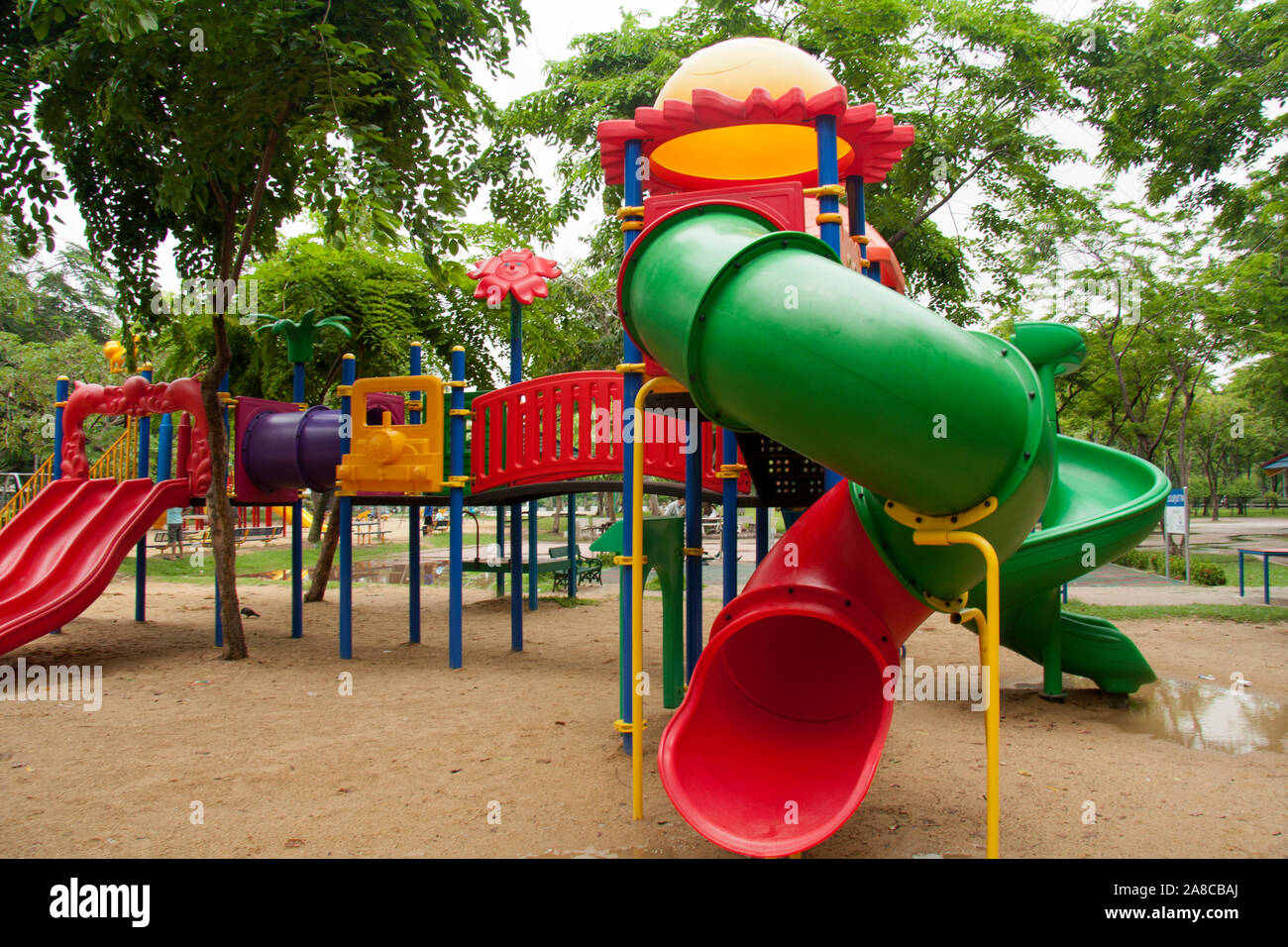 Colourful, big, children's playground equipment Stock Photo - Alamy