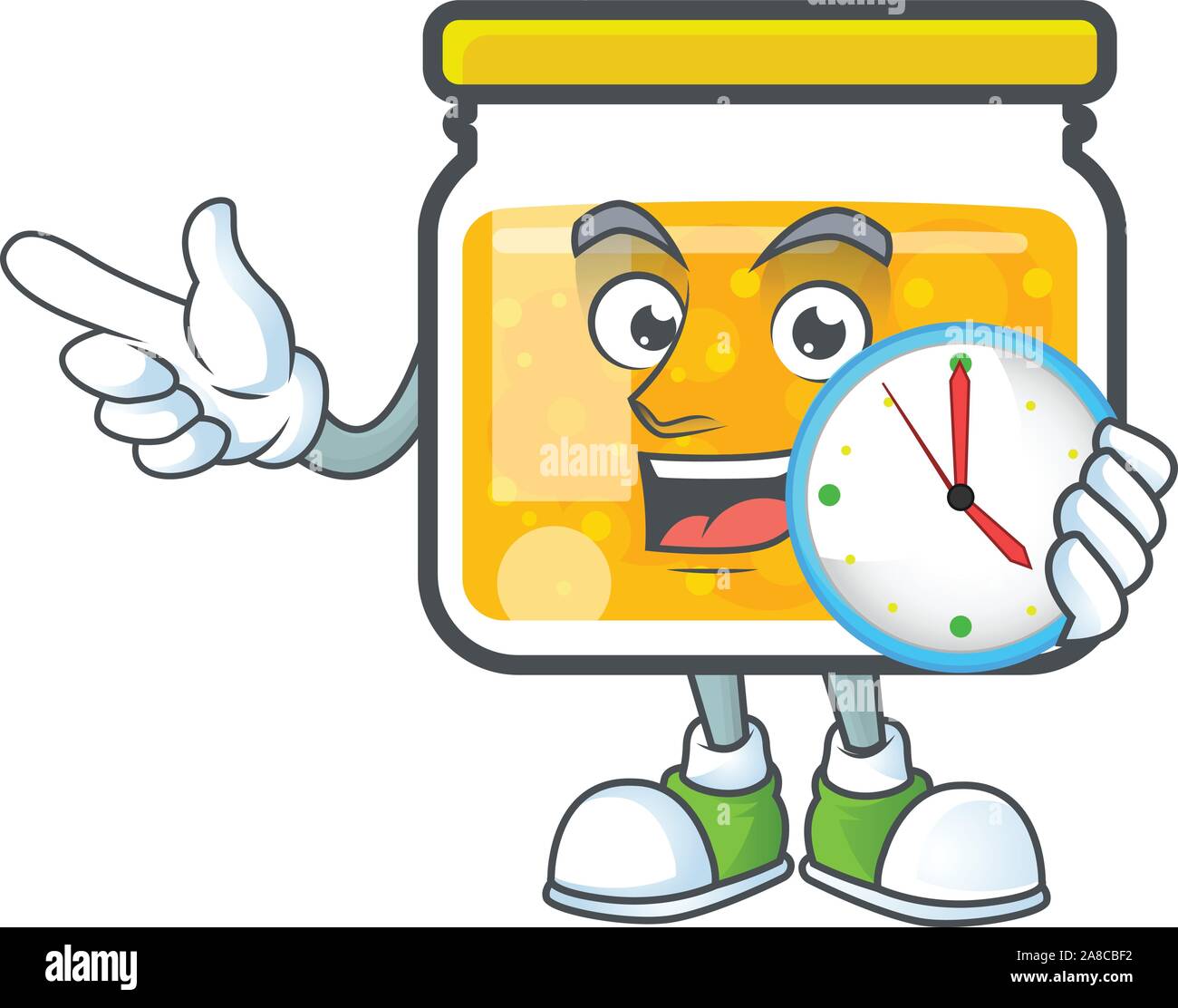 Cute jam in jar with character with bring clock Stock Vector Image ...