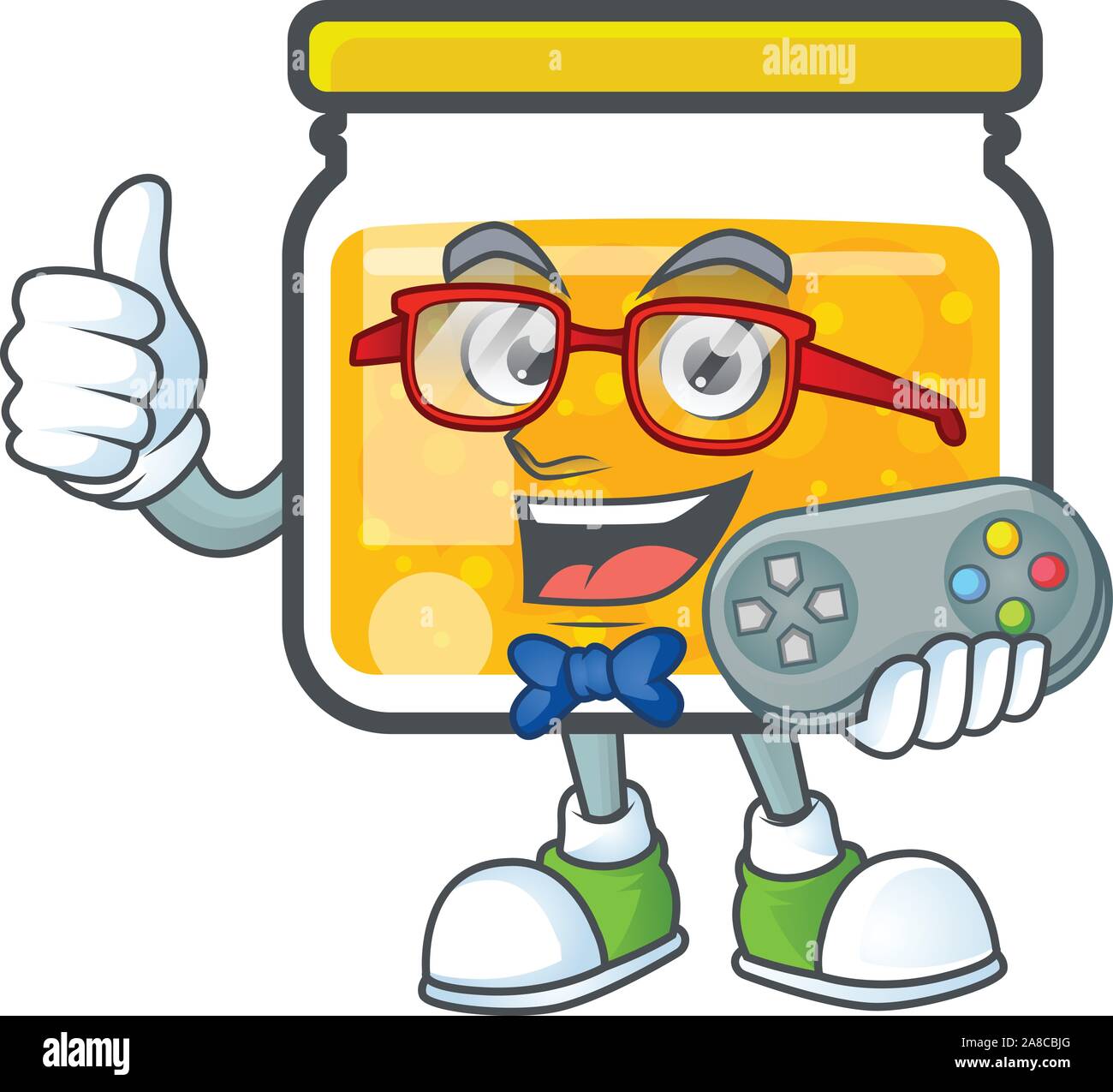 Jam with mascot holding gamer on white background Stock Vector Image ...