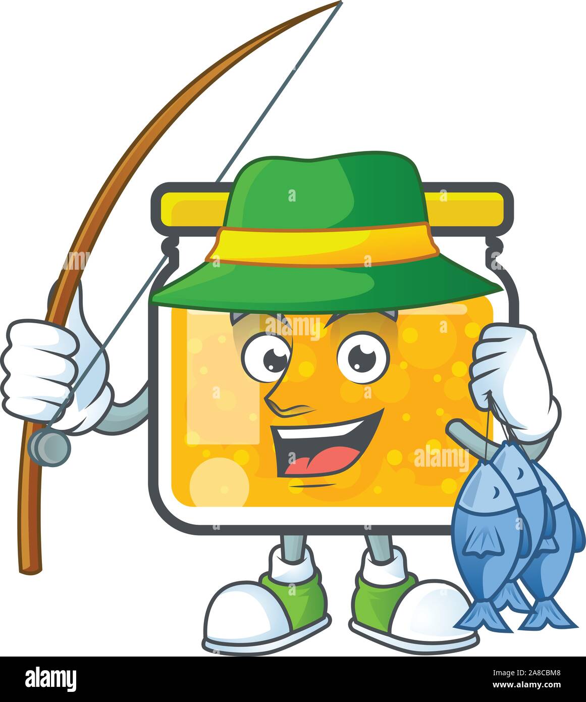 Jam with mascot fishing on white background Stock Vector Image & Art ...