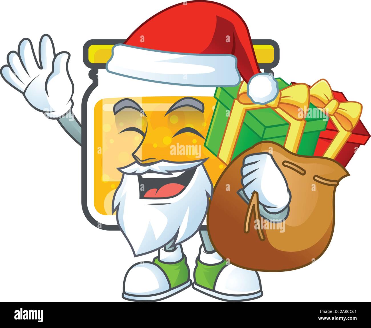 Fresh jam in jar cartoon character santa bring gift Stock Vector Image ...