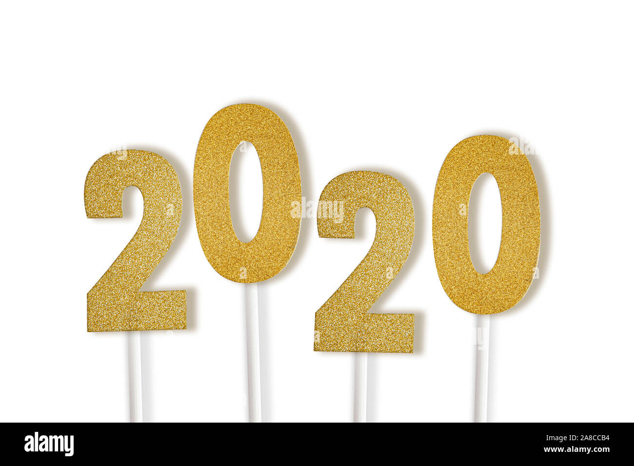 Number 2020 with golden glitter and shadows isolated on white ...