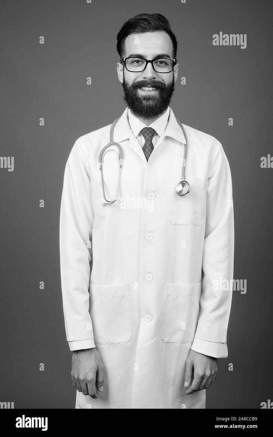 Happy persian bearded man doctor Black and White Stock Photos & Images ...