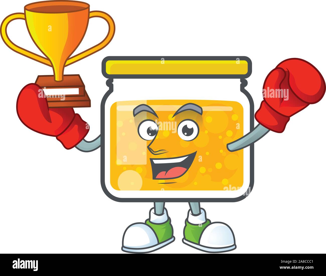 Fresh jam in jar cartoon character boxing winner Stock Vector Image ...