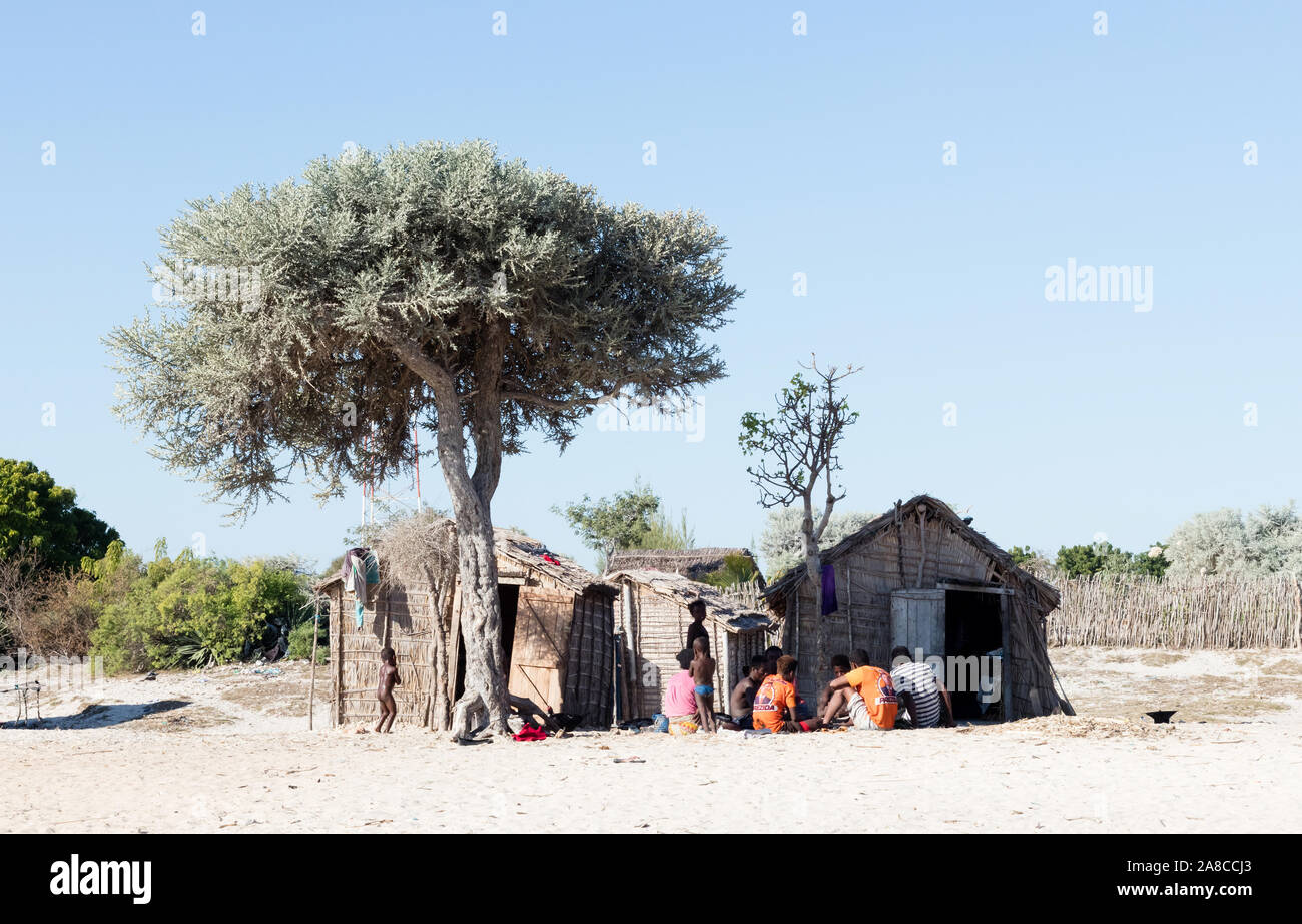 Ifaty, Madagascar on august 1, 2019 - Typical malgasy hut, simple and ...