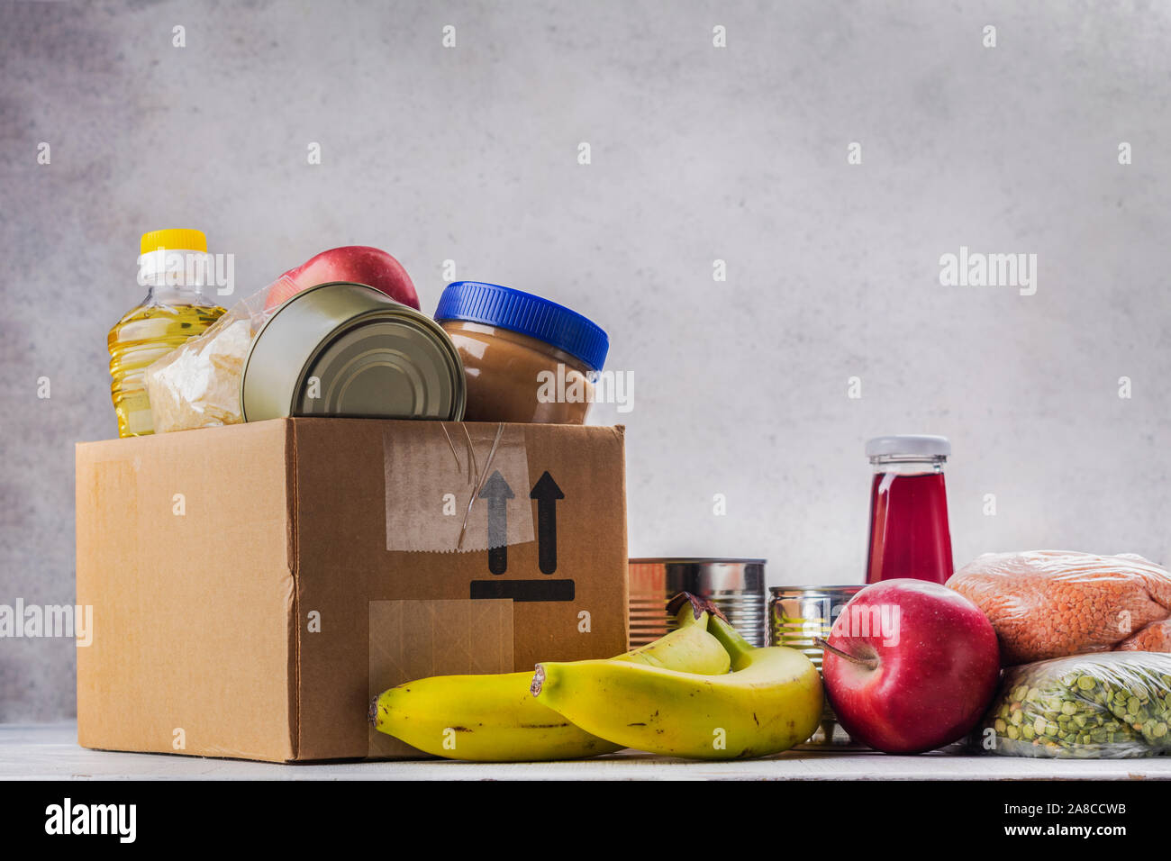 Food donation box Stock Photo - Alamy