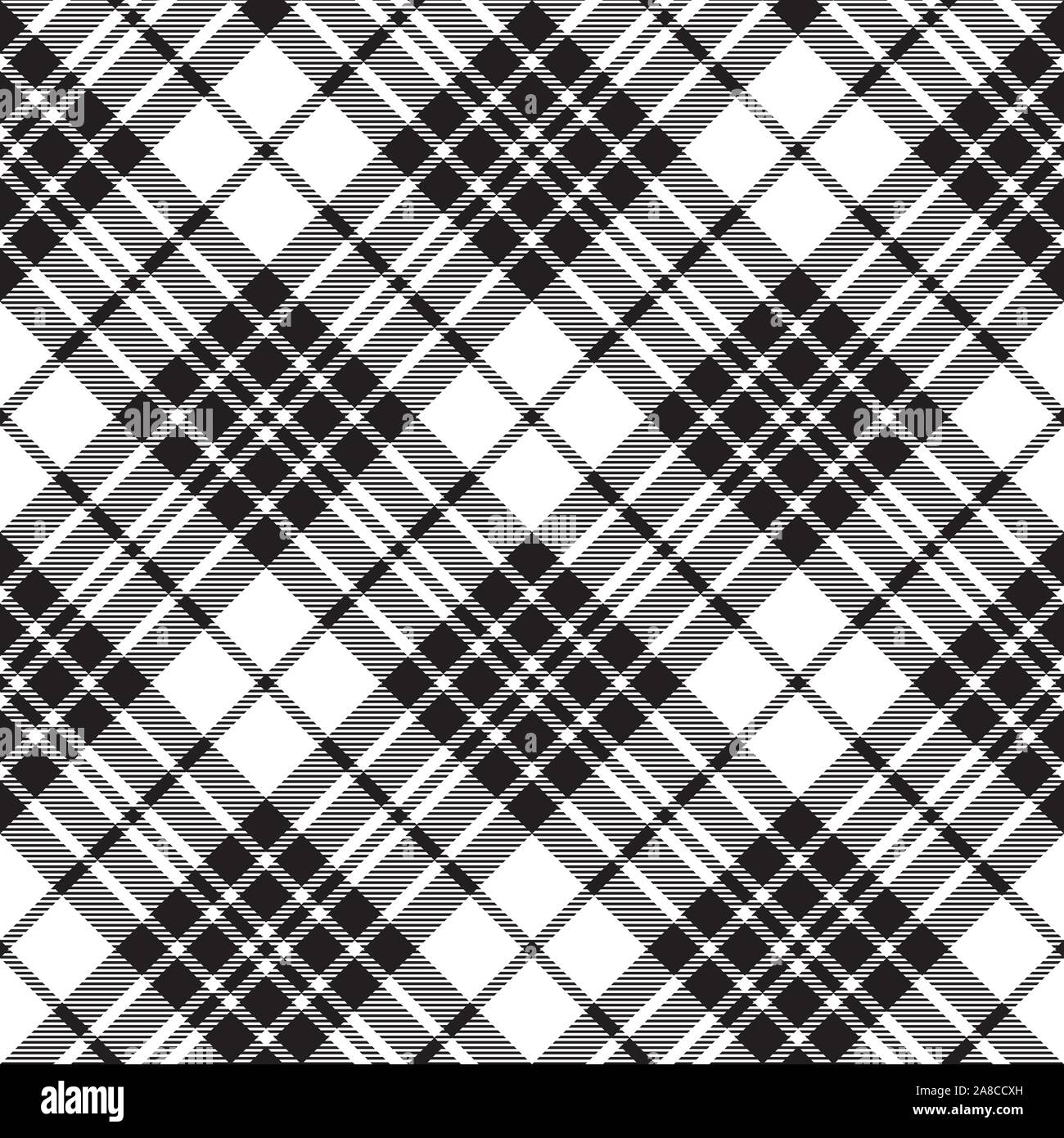 Blackberry clan tartan diagonal black white seamless pattern . Vector ...